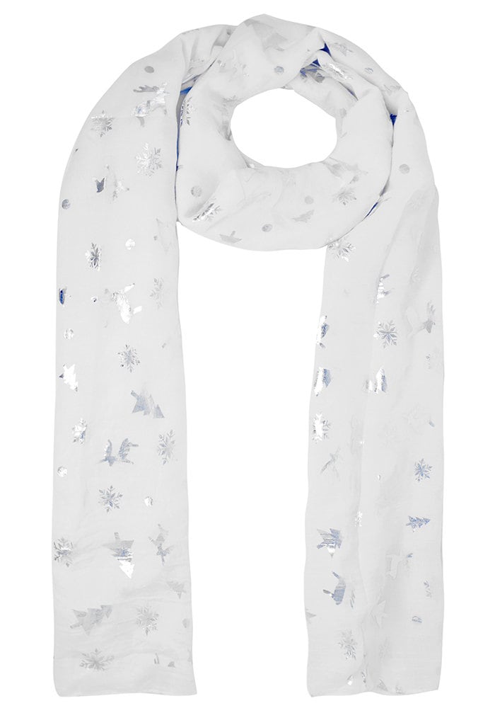 Christmas Scarf Santa Scarves and Foil Snowflakes Reindeer - Etsy UK