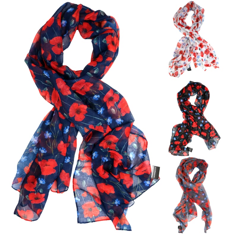 Memorial Day Poppy Scarf Women Fashion Long Light & Soft Ladies Poppy ...