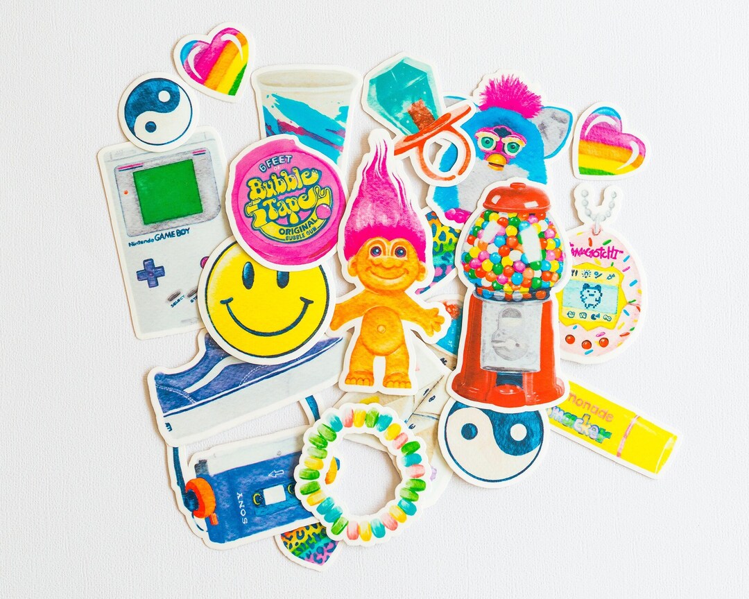 90s Nostalgia Stickers With Watercolor Texture Cool - Etsy Ireland