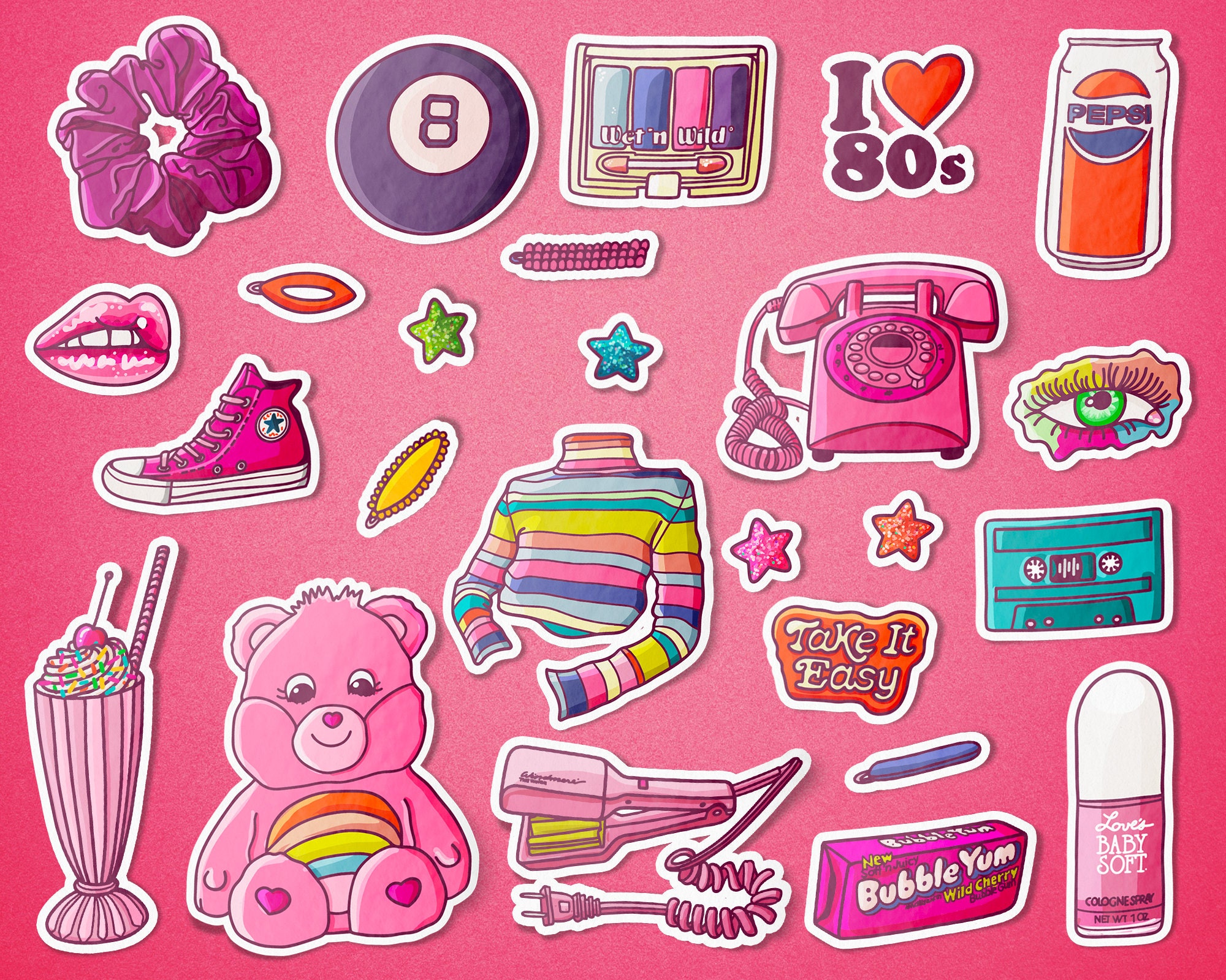 80s Stickers 80's Aesthetic Sticker Pack Grl Pwr Sticker - Etsy Australia
