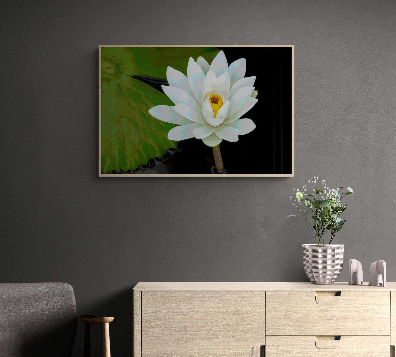 Printable Lotus Flower Digital Wall Art, Tropical Art Design, Digital ...