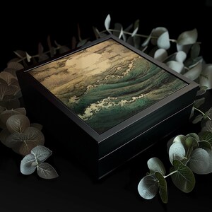 Ocean Waves Wood and Ceramic Tile Box, Personalized Jewelry Box for Man ...