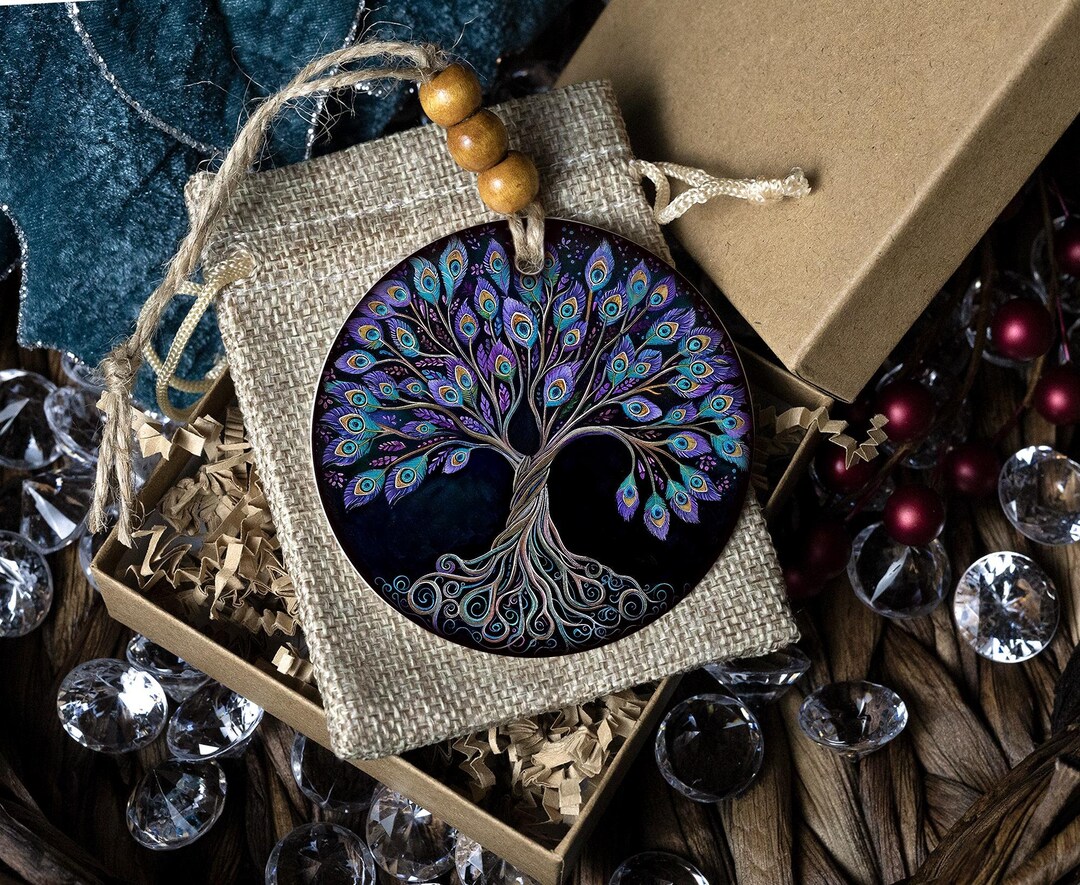 Tree of Life Peacock Christmas Ornament, Personalized Christmas Gift ...