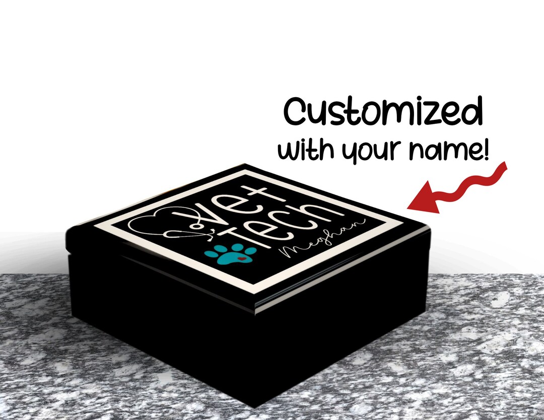 Personalized Box Vet Tech Wooden Ceramic Keepsake Gift, Jewelry Box ...