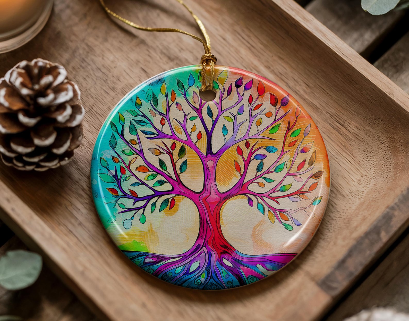 Personalized Tree of Life Ceramic Ornament, Christmas Decoration - Etsy