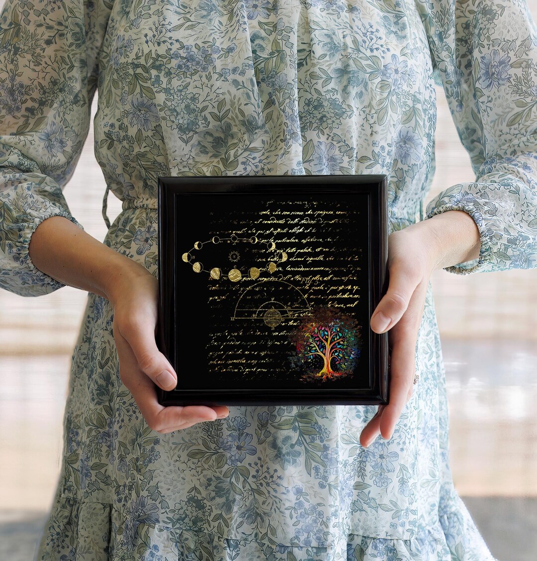 Galileo Tree of Life Box, Glossy Black Wood Keepsake Box, Jewelry ...