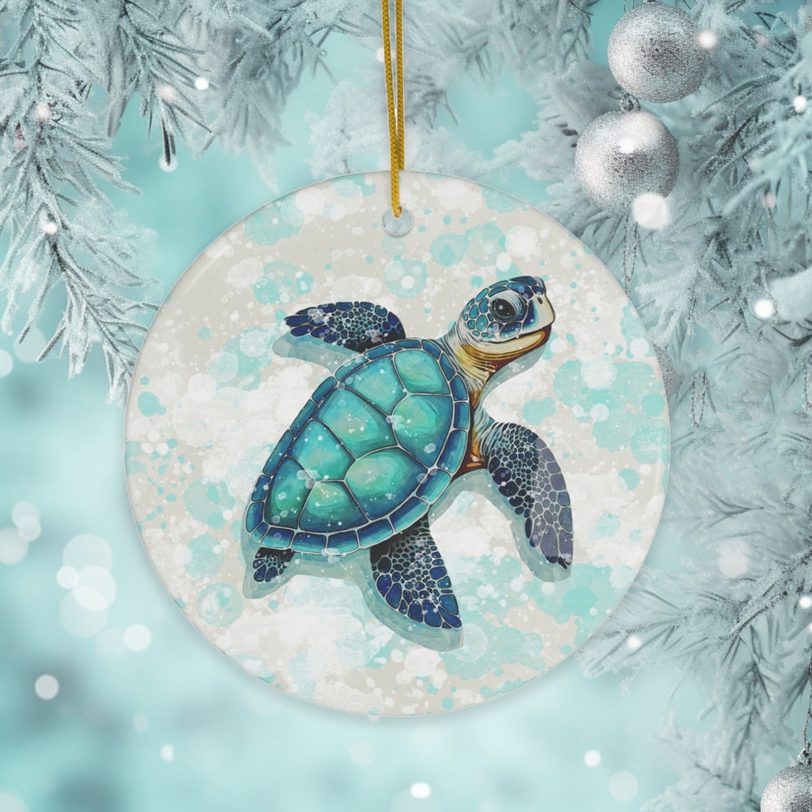 Adorable Baby Sea Turtle Ceramic Ornament, Beachy Christmas Tree ...