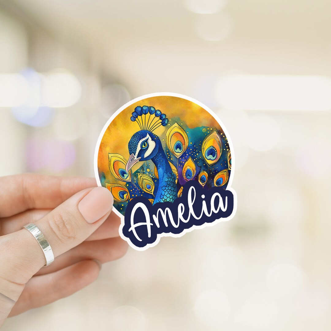 Personalized Peacock Sticker, Weatherproof Vinyl Decal, Scratch Proof ...
