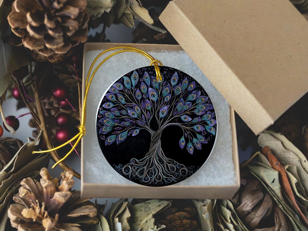 Peacock Tree of Life Ceramic Ornament, Personalized Christmas Gift - Etsy