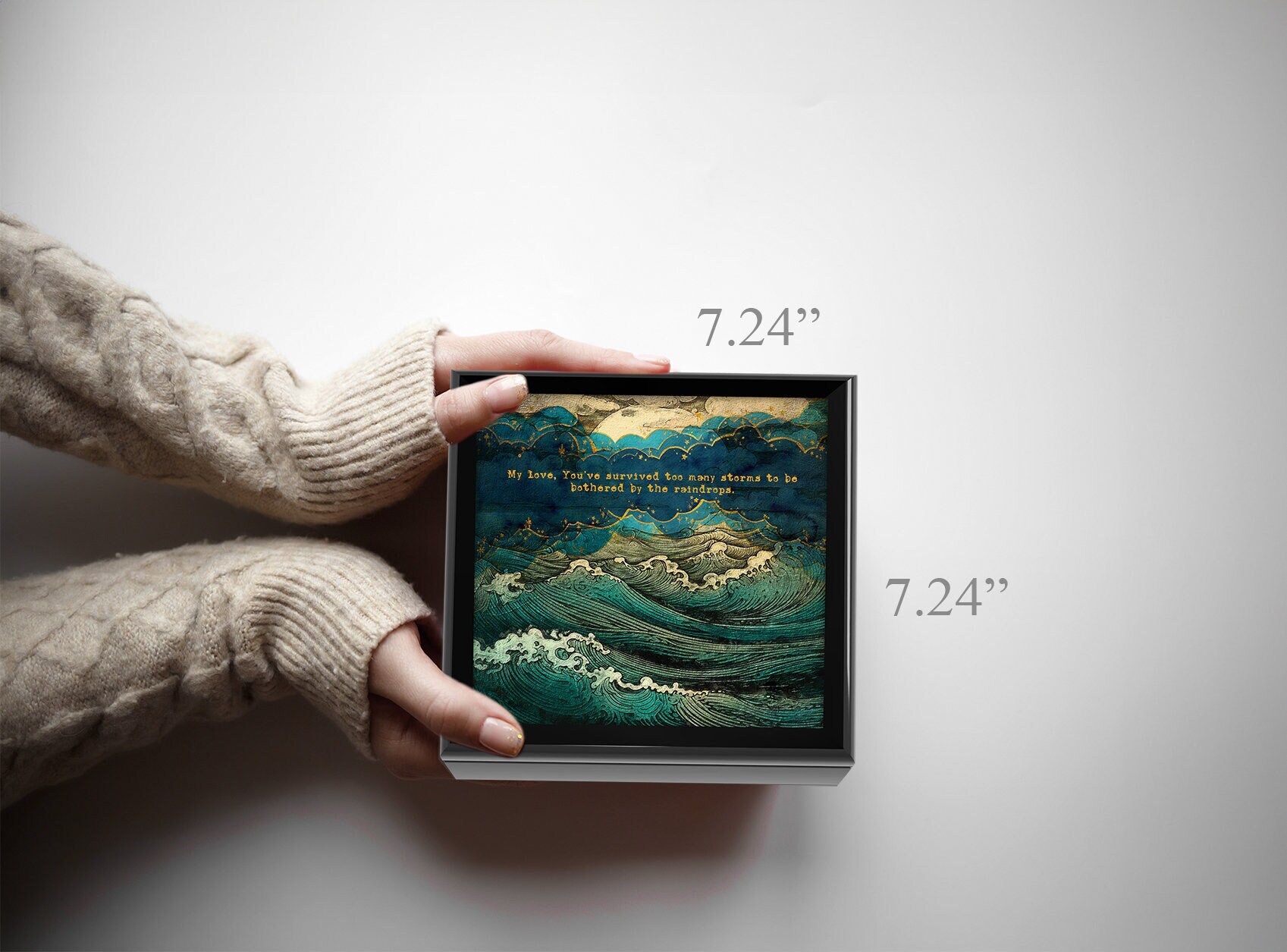 Ocean Waves Wood and Ceramic Tile Box, Personalized Jewelry Box for Man ...