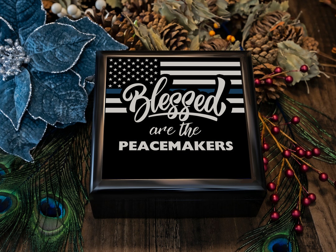 Thin Blue Line Gift Box, Wooden Ceramic Keepsake Flag, Jewelry Box ...
