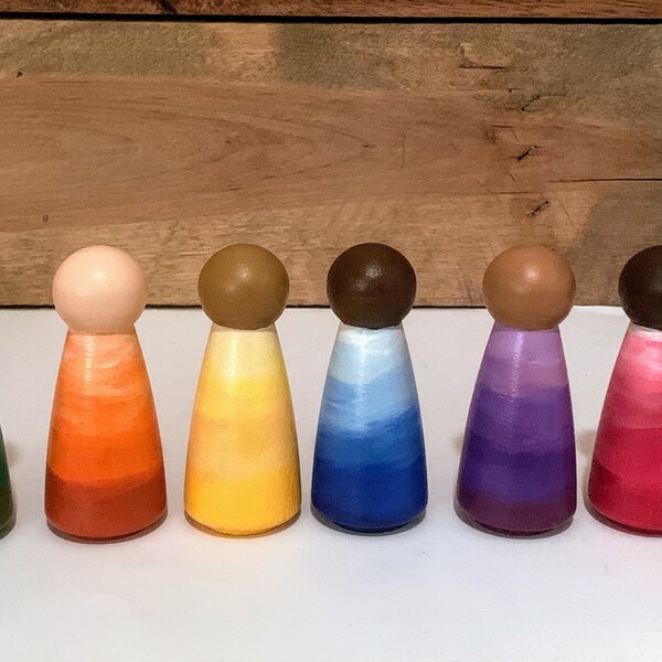 Rainbow Peg People - Etsy