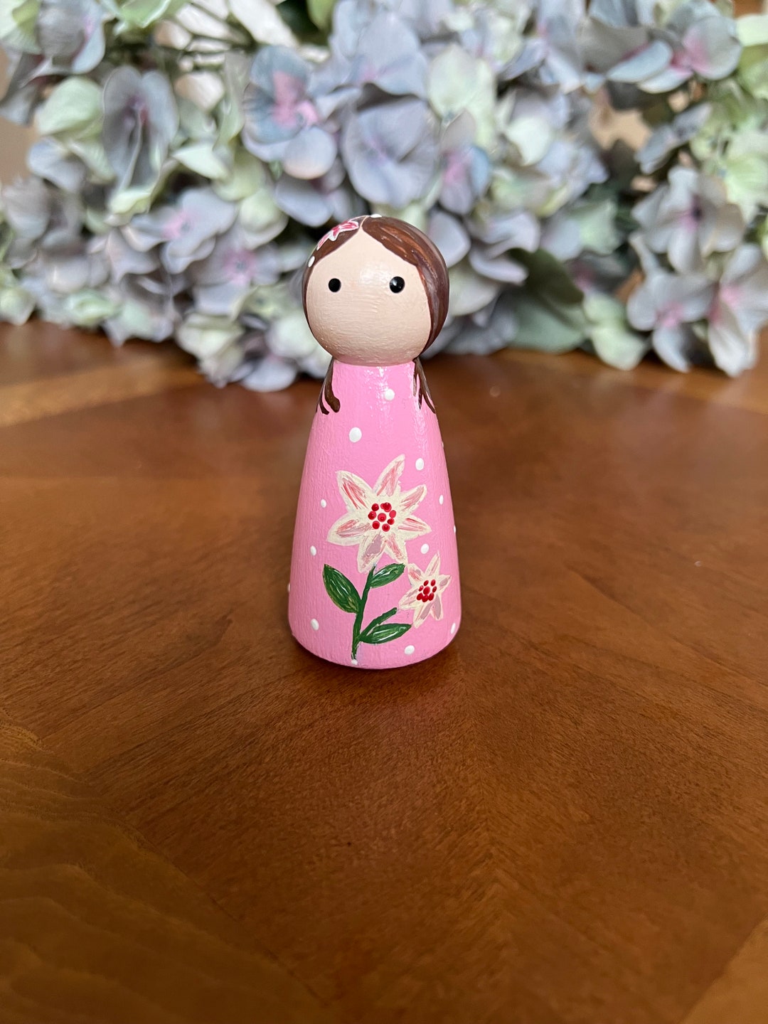 Pink Spring Flower Peg Doll /open Ended Play/montessori Inspired/wooden ...