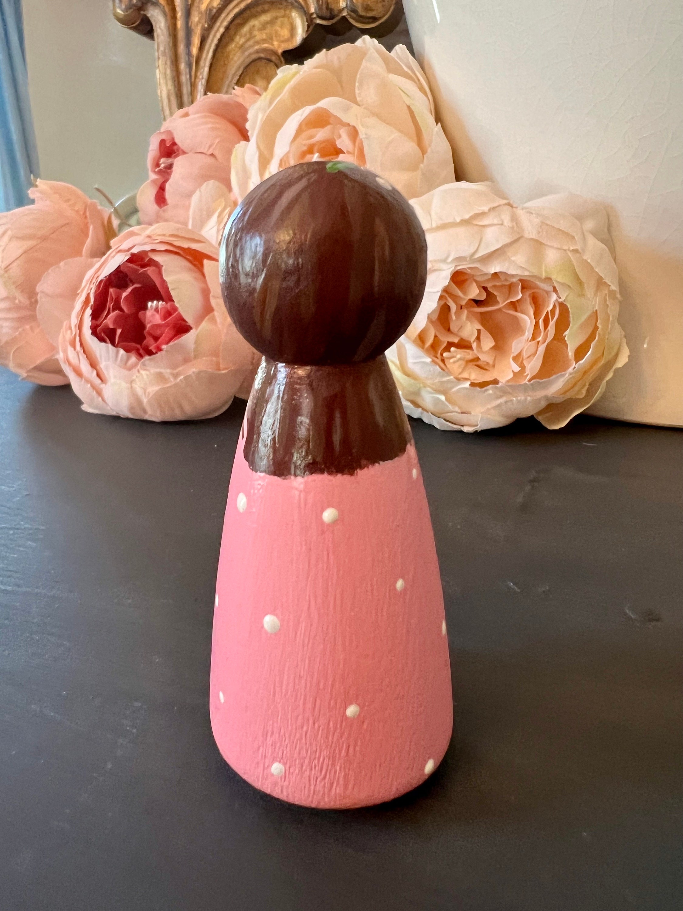 Pink Spring Flower Peg Doll /open Ended Play/montessori Inspired/wooden ...