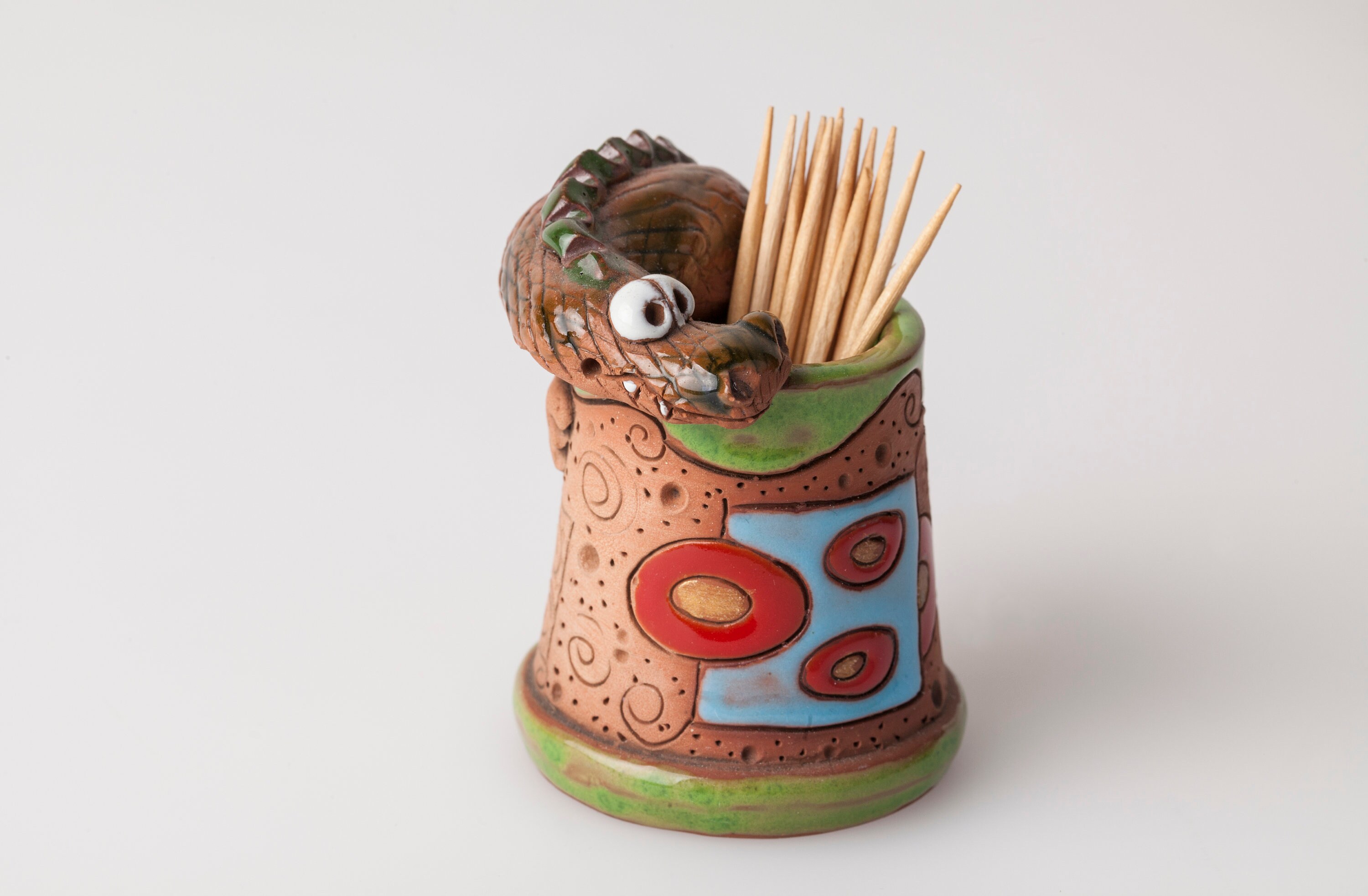 Ceramic Toothpick or Match Holder, Fun Crocodiles Design, Kitchen Decor ...