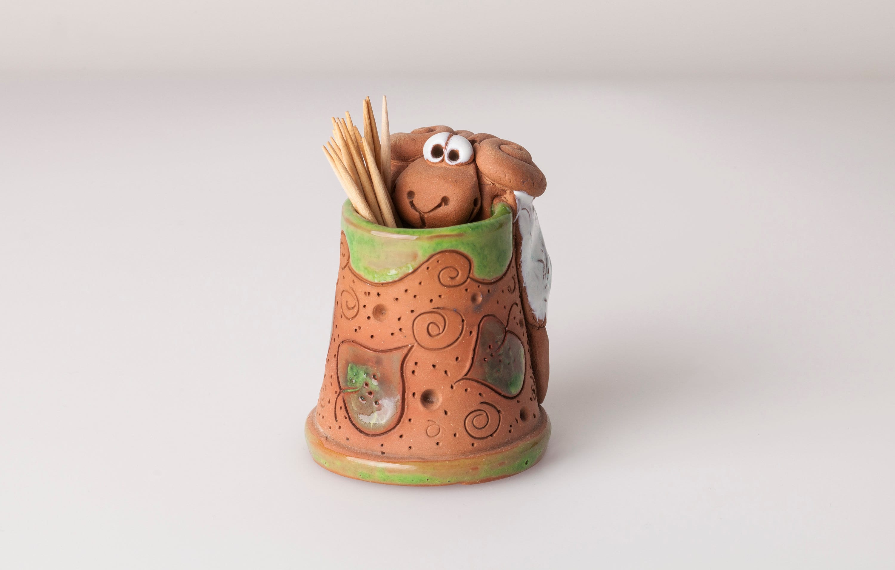Ceramic Toothpick or Match Holder Fun Sheep Ram Design | Etsy