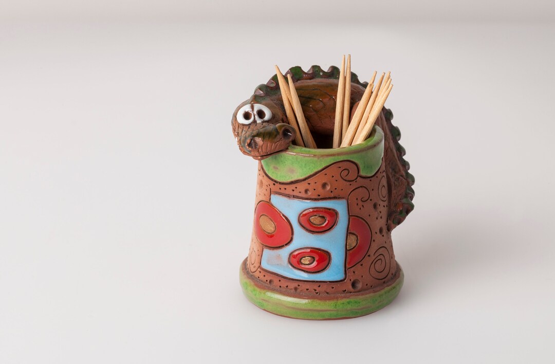 Ceramic Toothpick or Match Holder, Fun Crocodiles Design, Kitchen Decor ...