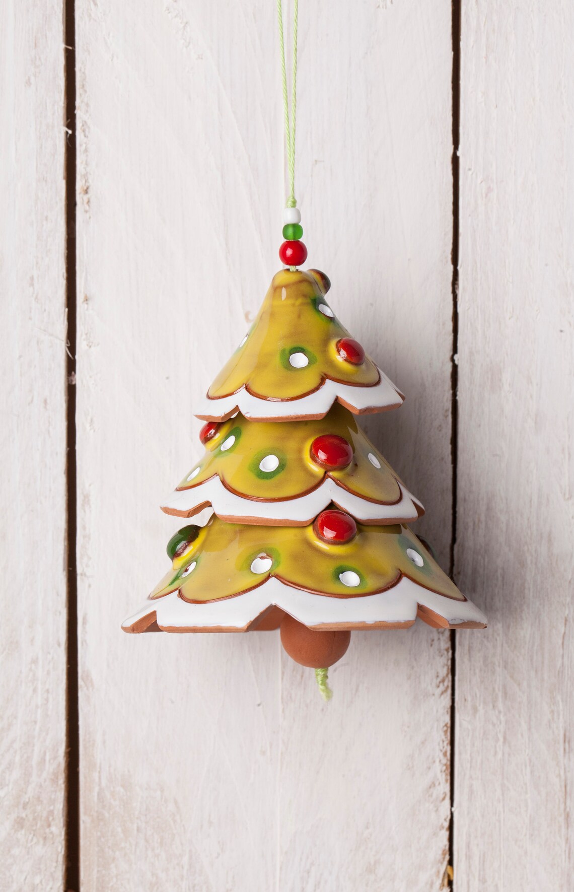 Set of 6 Christmas Tree Bells, Christmas Decoration, Handmade Ceramic ...