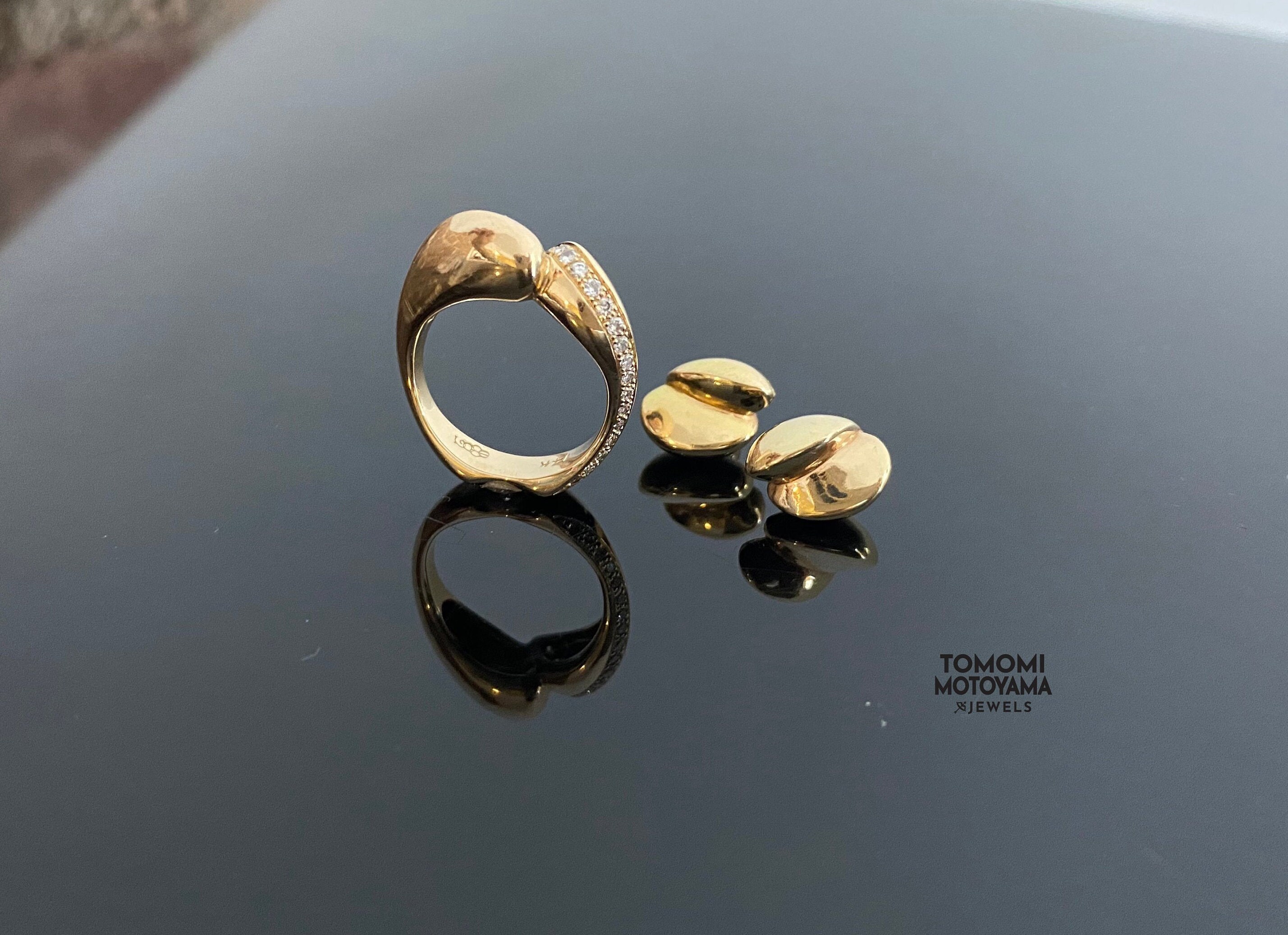 Gold Diamond love in a Puff Ring/ Modern toi Et Moi Ring/ 14k, 18k Gold ...