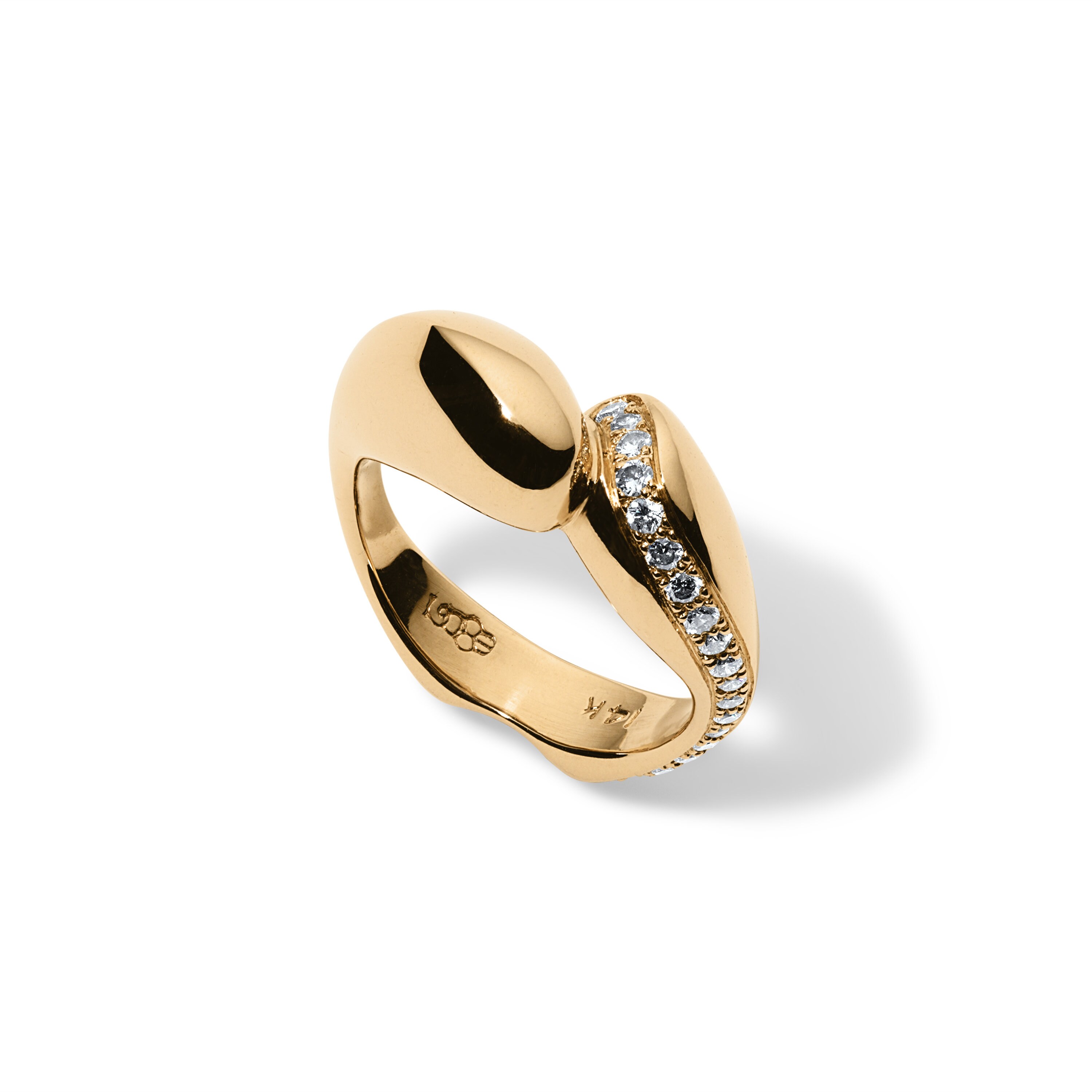 Gold Diamond love in a Puff Ring/ Modern toi Et Moi Ring/ 14k, 18k Gold ...