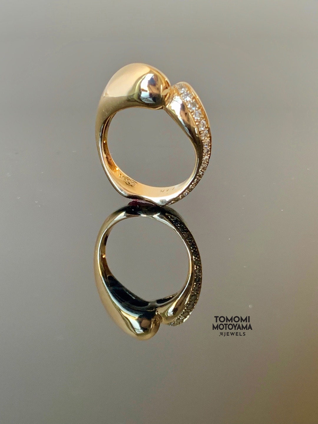 Gold Diamond love in a Puff Ring/ Modern toi - Etsy