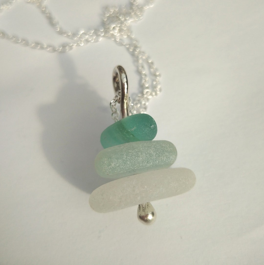 Seaham Sea Glass Sterling Silver Pendant Necklace: Multi-color Beach ...