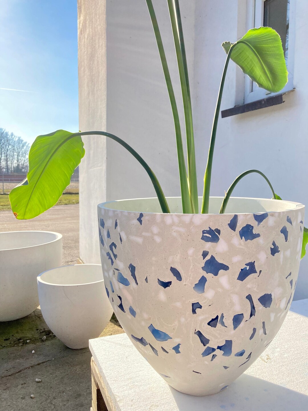 XL Slim Terrazzo Planter 'santo Blue' Green & Blue Planter Big Pot ...