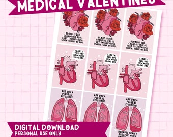 5x7 Valentine’s Day Printables | Valentine Cards | Medical Puns ...