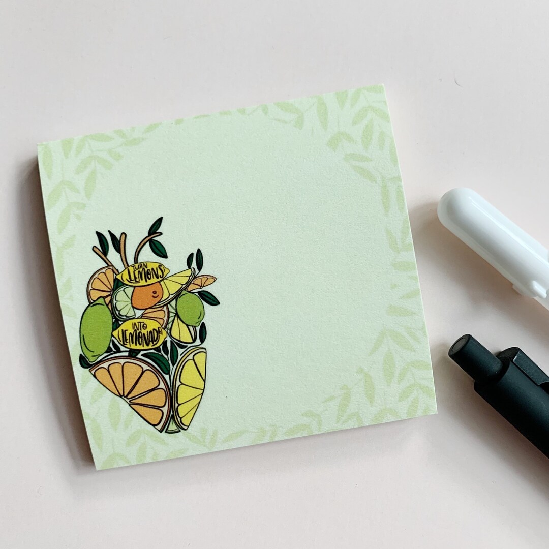 Lemons to Lemonade Heart Sticky Notes - Etsy