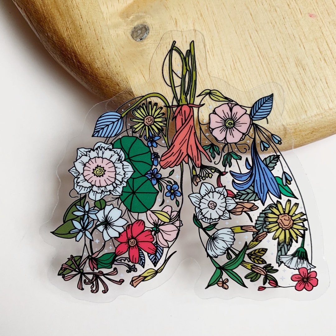 Lungs in Bloom Clear Sticker Bright Flower Lungs Anatomical Sticker - Etsy