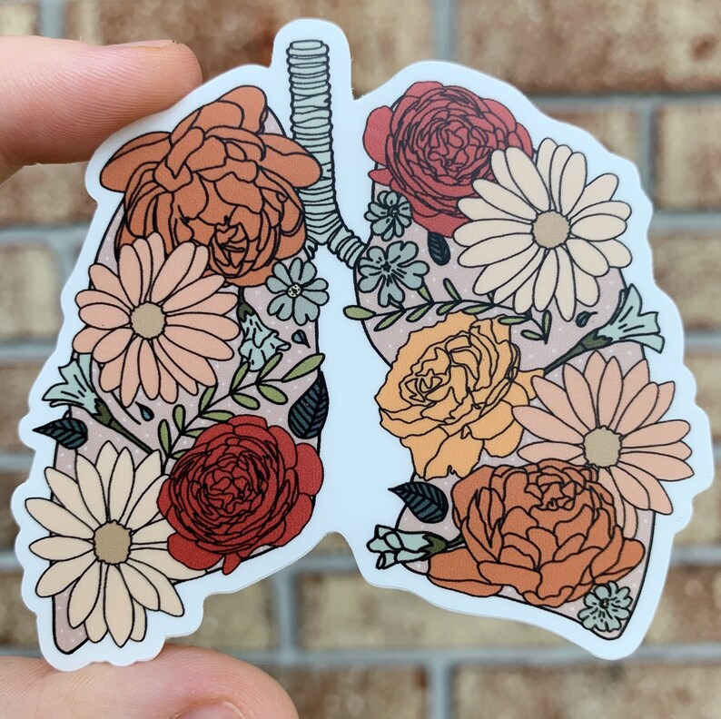 Cute Anatomical Lung Sticker Flower Lungs Fall Foliage | Etsy