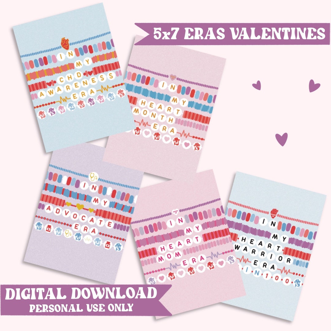 5x7 Eras Valentine’s Day Printables | Valentine Cards | Heart Month ...