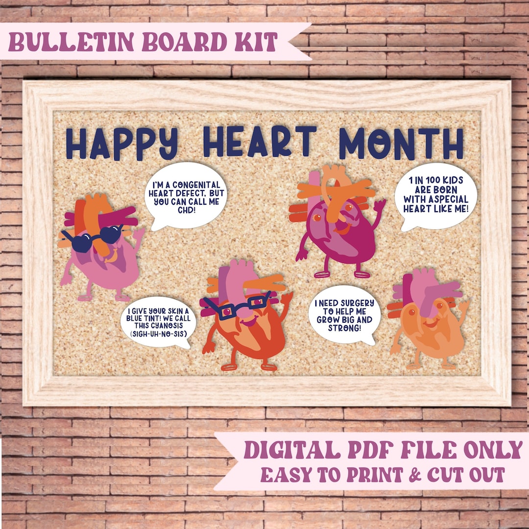 Heart Month Bulletin Board Kit | Classroom Printables | CHD Awareness ...