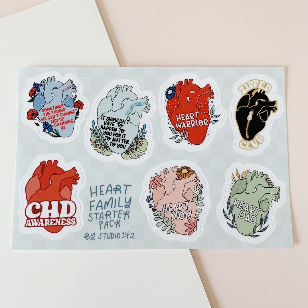 Heart Family Starter Pack Sticker Sheet 4x6 Anatomical Hearts CHD ...