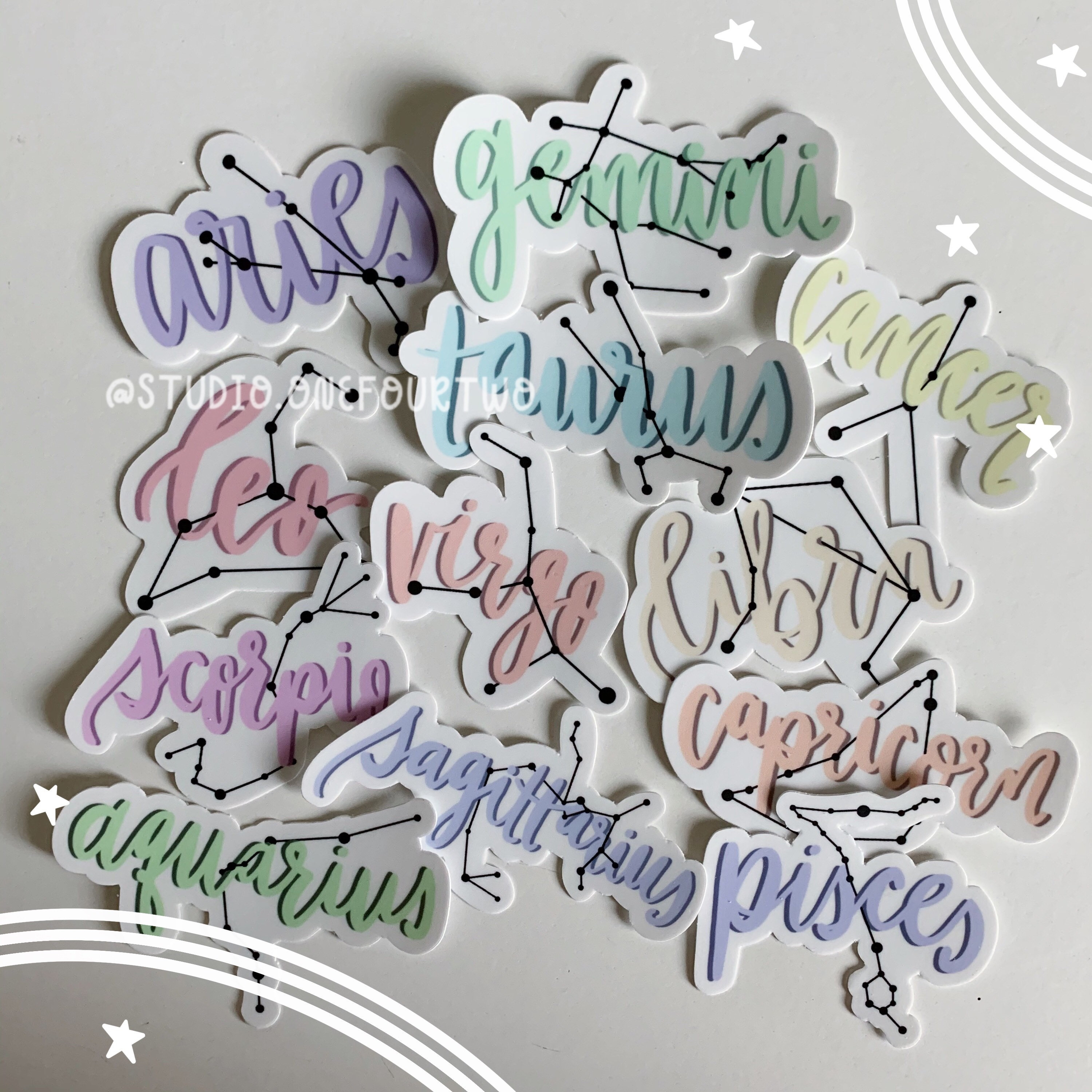 Handlettered Zodiac Sign Stickers | Astrology Stickers | Constellation ...