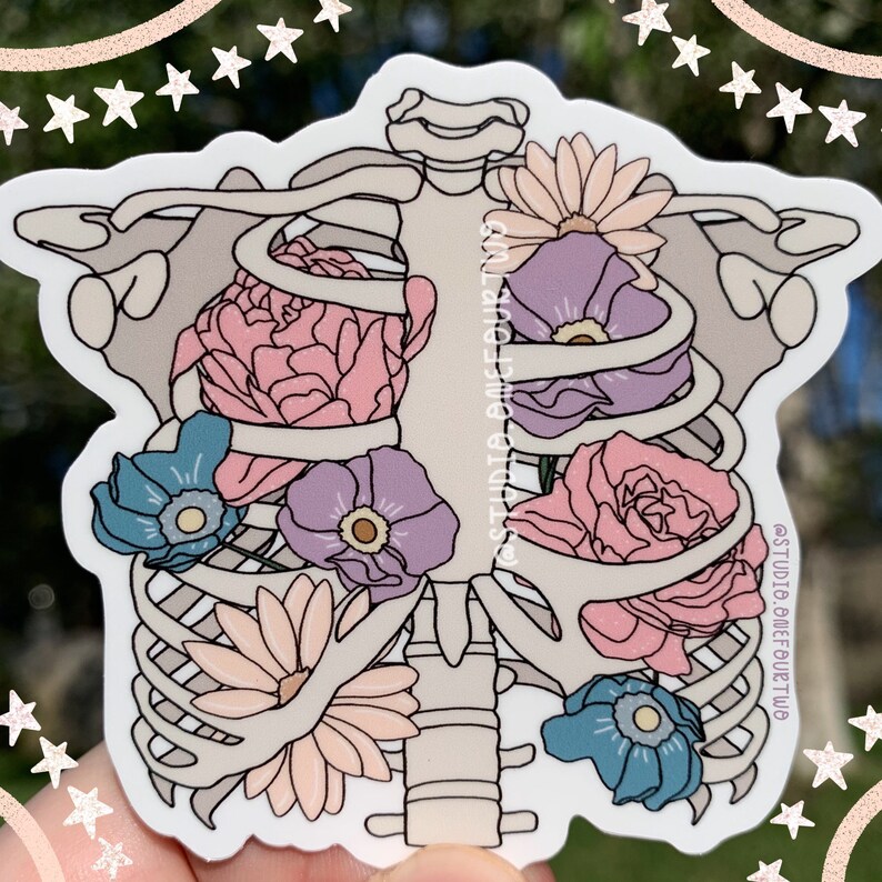 Cute Ribcage Sticker Flower Ribcage Anatomical Sticker - Etsy