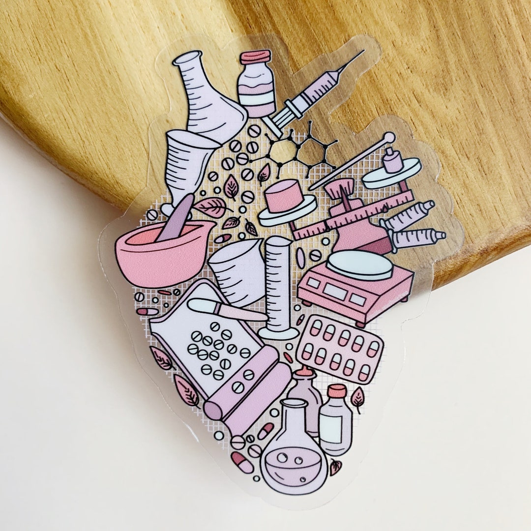 Pharmacist Heart | Frosted Clear Sticker | Anatomical Heart | Pharmacy ...