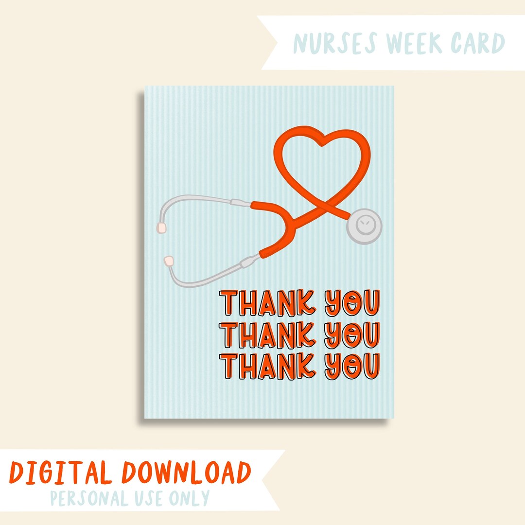 Thank You | Nurses Week Card | Digital Download | Printable - Etsy
