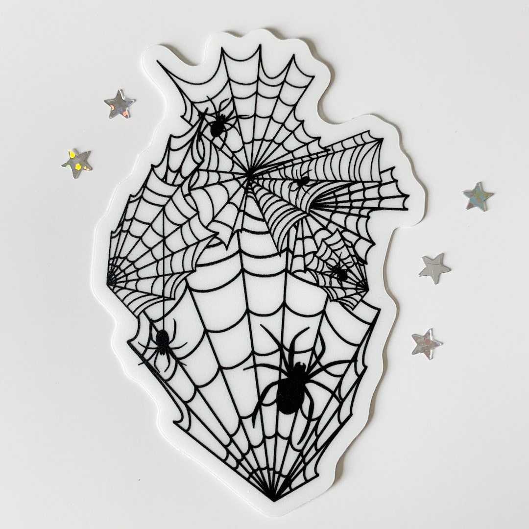 Spiderweb Heart Sticker | Glow in the Dark Sticker | Spooky Season - Etsy