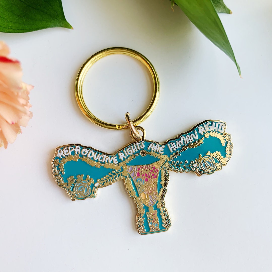 Reproductive Rights Are Human Rights Keyring | Floral Uterus Enamel ...