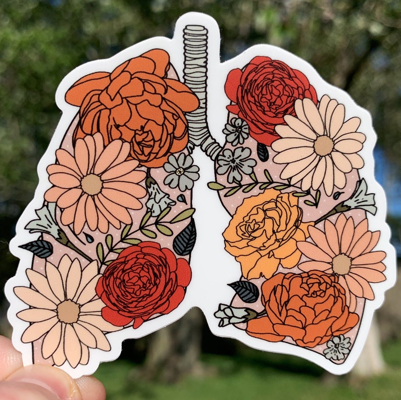 Cute Anatomical Lung Sticker Flower Lungs Fall Foliage | Etsy
