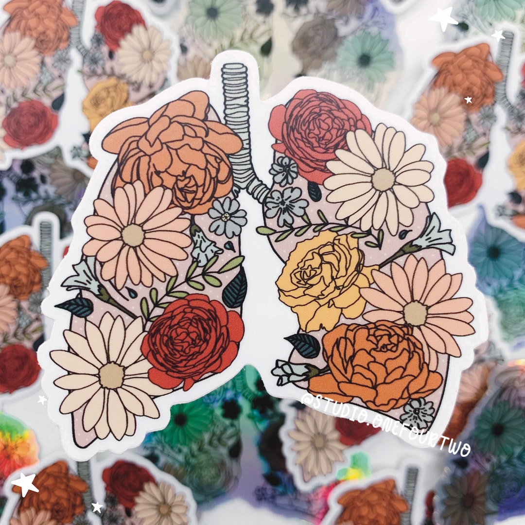 Cute Anatomical Lung Sticker | Flower Lungs | Vinyl Sticker ...