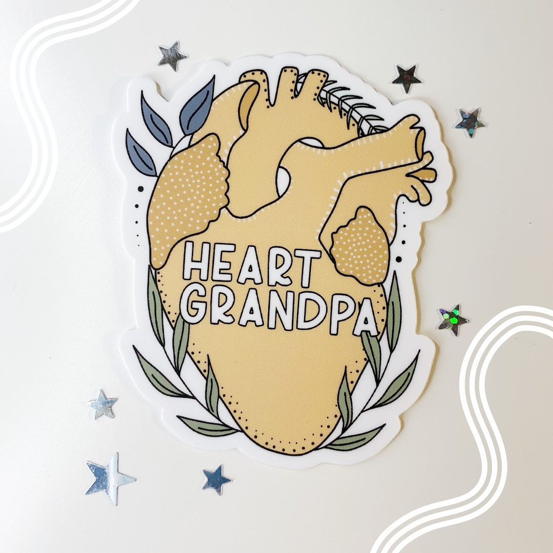 Heart Grandpa Sticker CHD Sticker Heart Family - Etsy