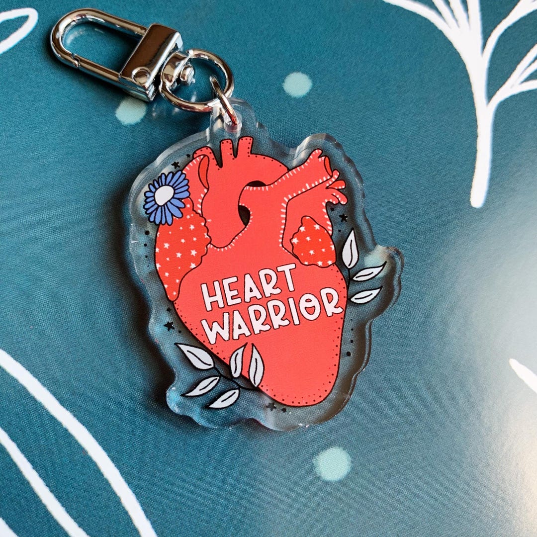 Heart Warrior Acrylic Keychain Anatomical Heart Acrylic Keychain - Etsy