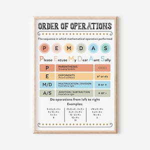Order of Operations in Math, PEMDAS Poster, Maths Classroom Poster ...