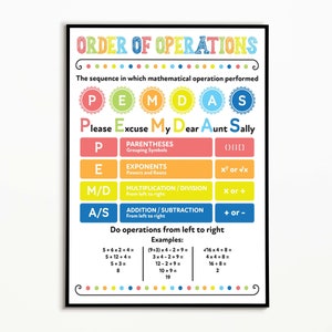 Order of Operations for Maths, PEMDAS Poster, Maths Classroom Poster ...
