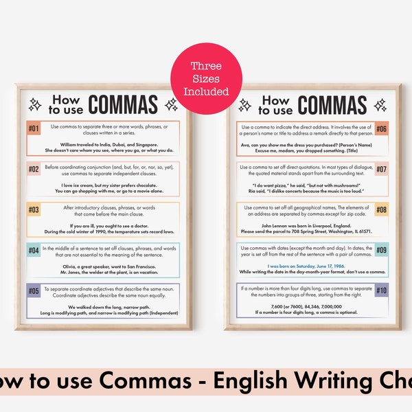 A Step by Step Guide on How to Use Comma in English - Etsy Singapore