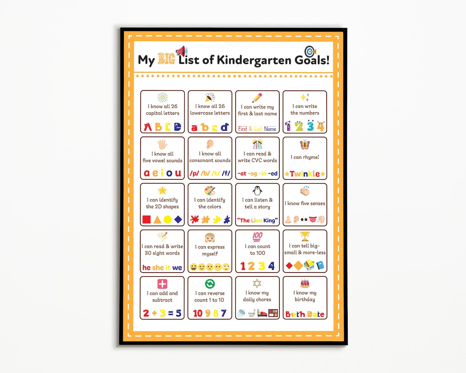 My Big List of Kindergarten Learning Goals, Kindergarten Learning ...