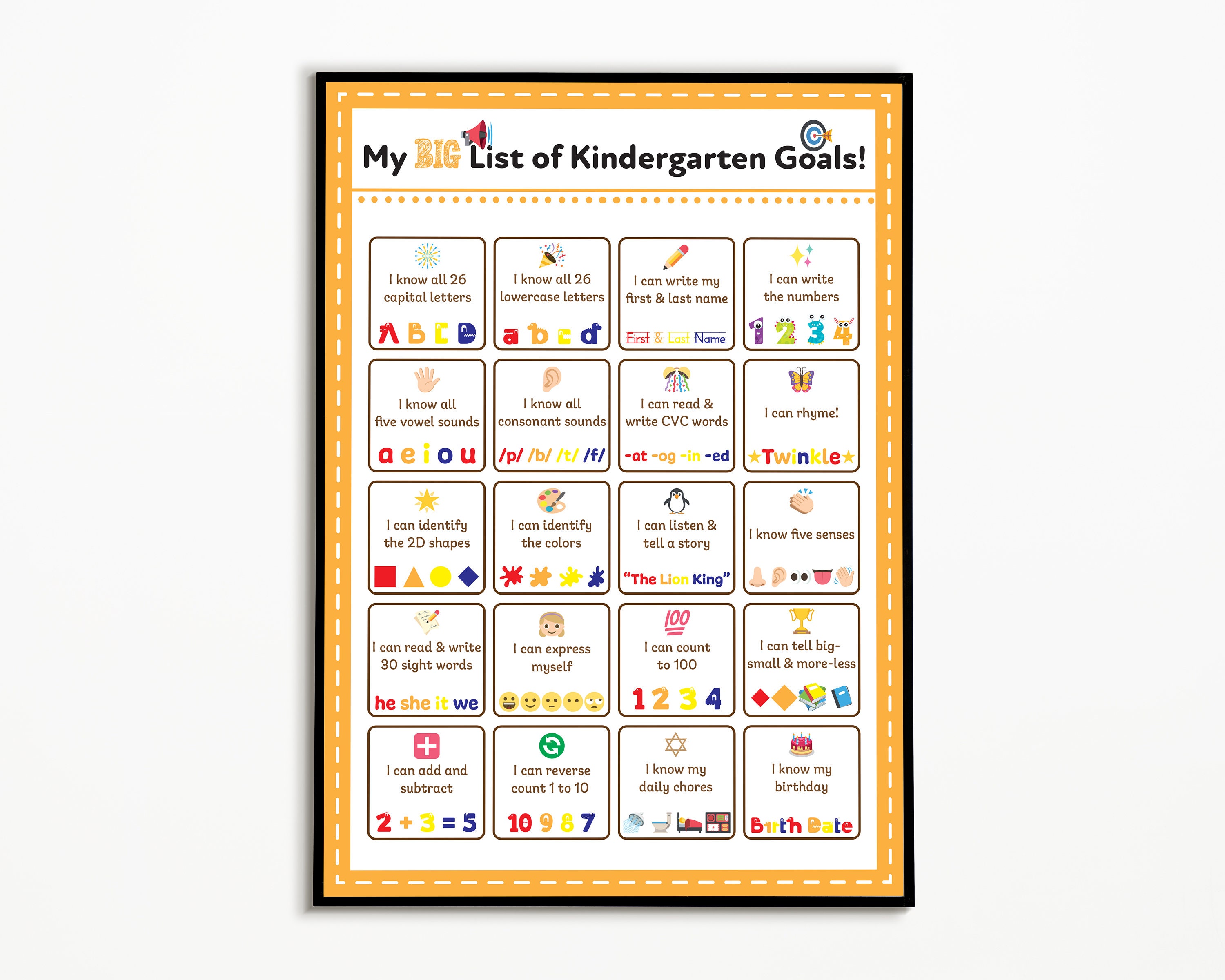 My Big List of Kindergarten Learning Goals, Kindergarten Learning ...