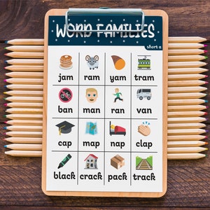 Set of 6 English Phonics Sound Anchor Charts, Word Families, Short ...